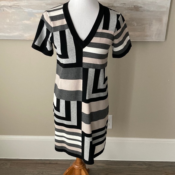 Milly | Dresses | Milly Classy Geometric Short Sleeve Sweater Dress ...